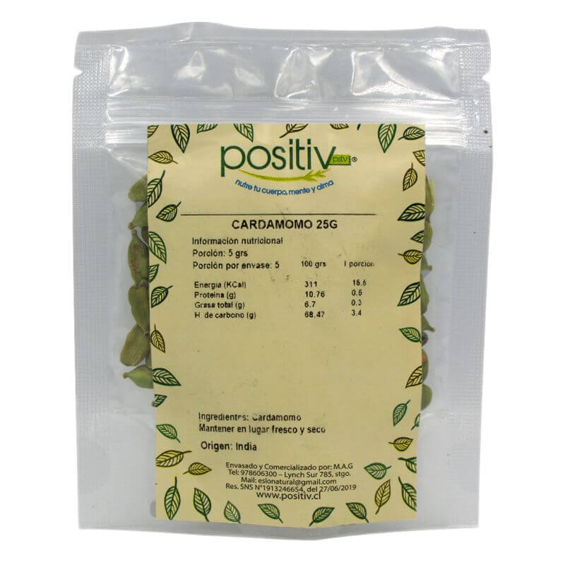 Semilla de Cardamomo, 25 gr, Positiv – chilebefree